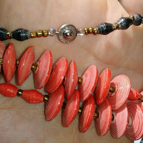 Teng Yue | Jewelry | Teng Yue Coral Paper Bead Necklace | Poshmark